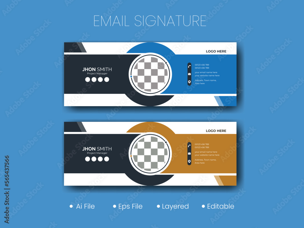 Stylish email signature template design for website footer and personal ...