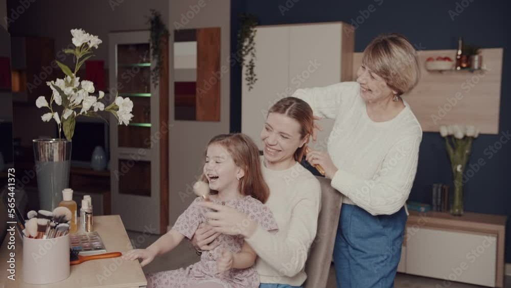 Video „three beautiful women from different generations smile and laugh ...