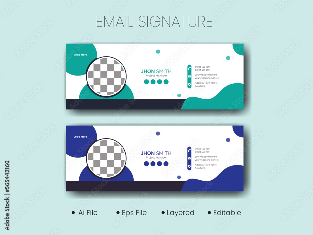 Stylish email signature template design for website footer and personal ...