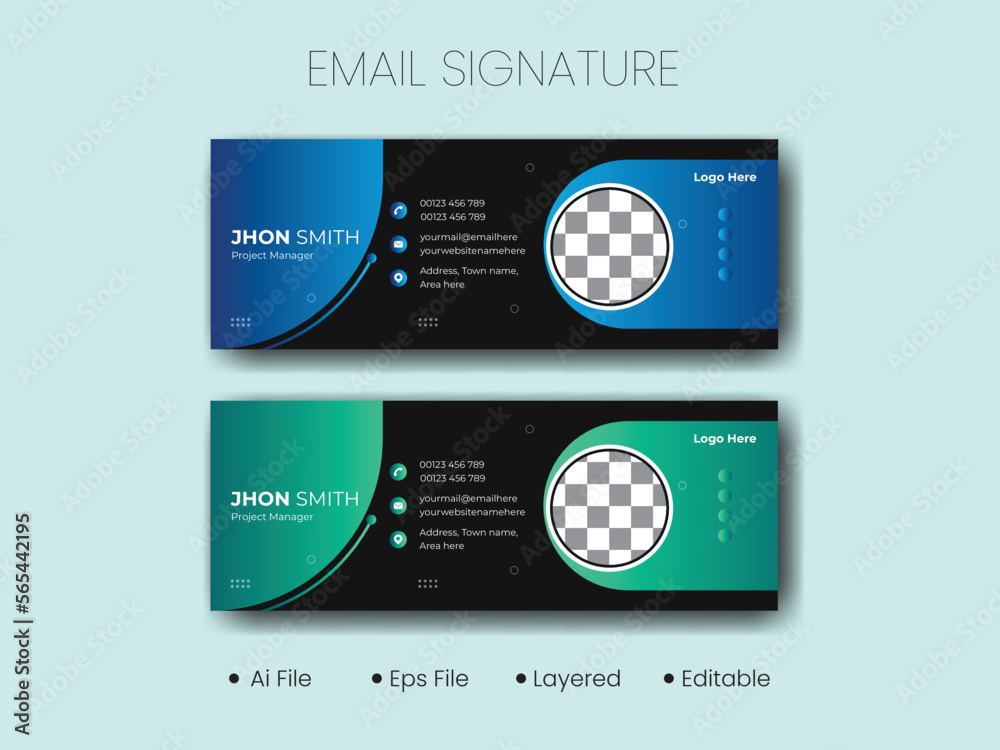 Stylish email signature template design for website footer and personal ...