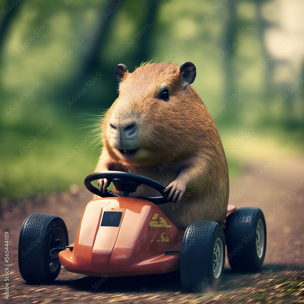 confused capybara driving a go kart Stock Illustration | Adobe Stock
