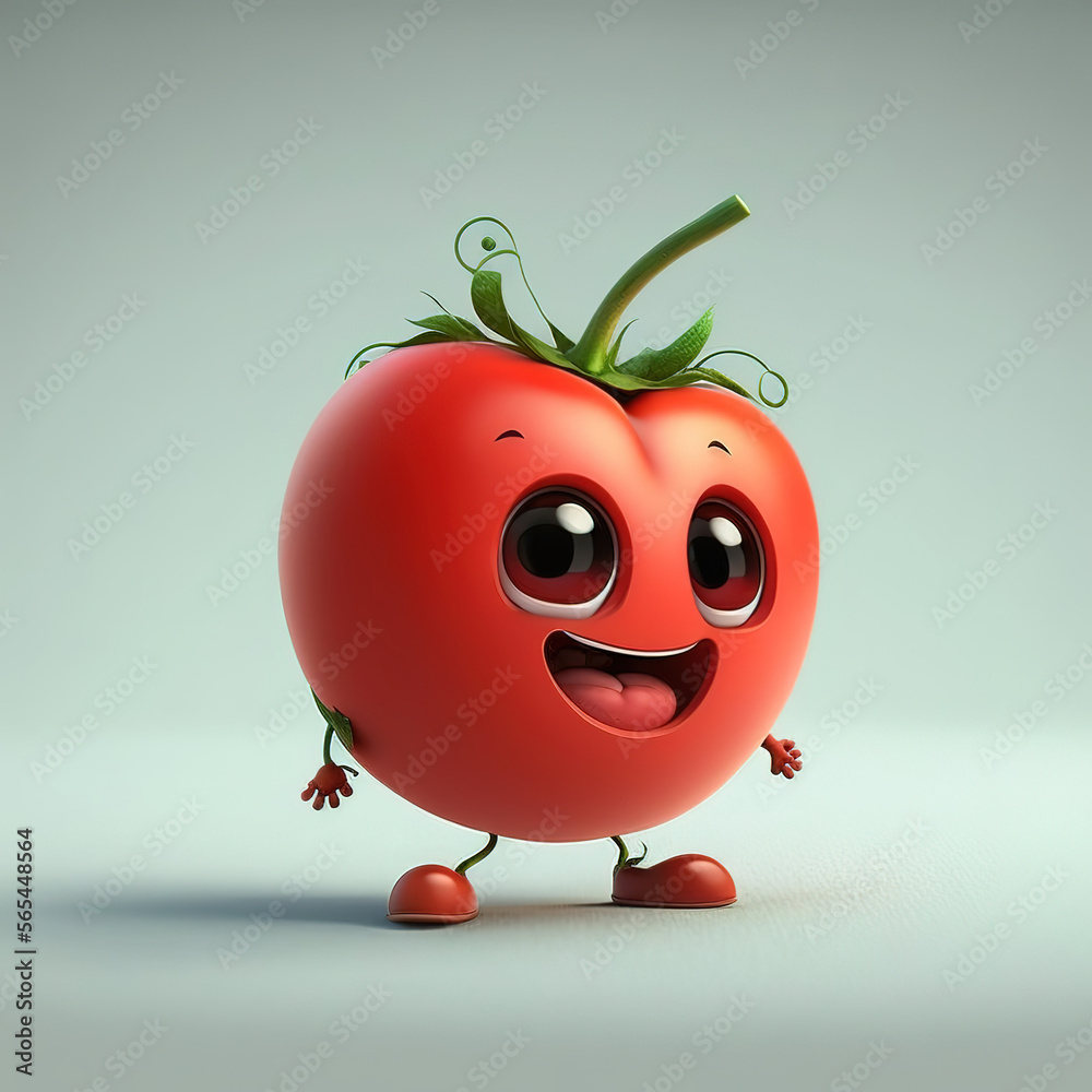Cute cartoon tomato character, smile, art illustration Stock ...