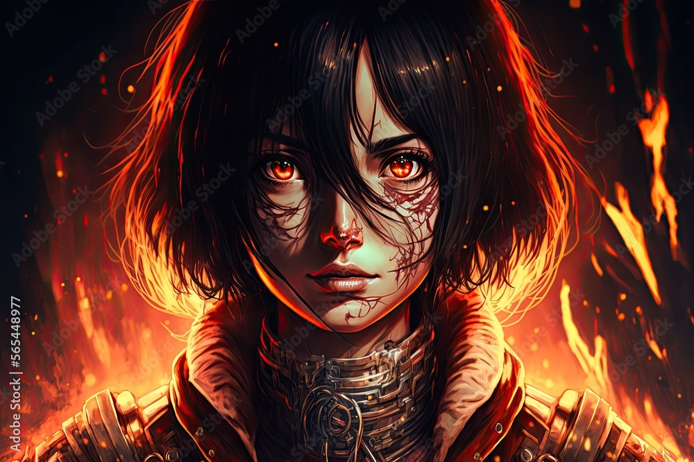 Attack On Titan Inspiration - Mikasa Ackerman staring looking serious ...