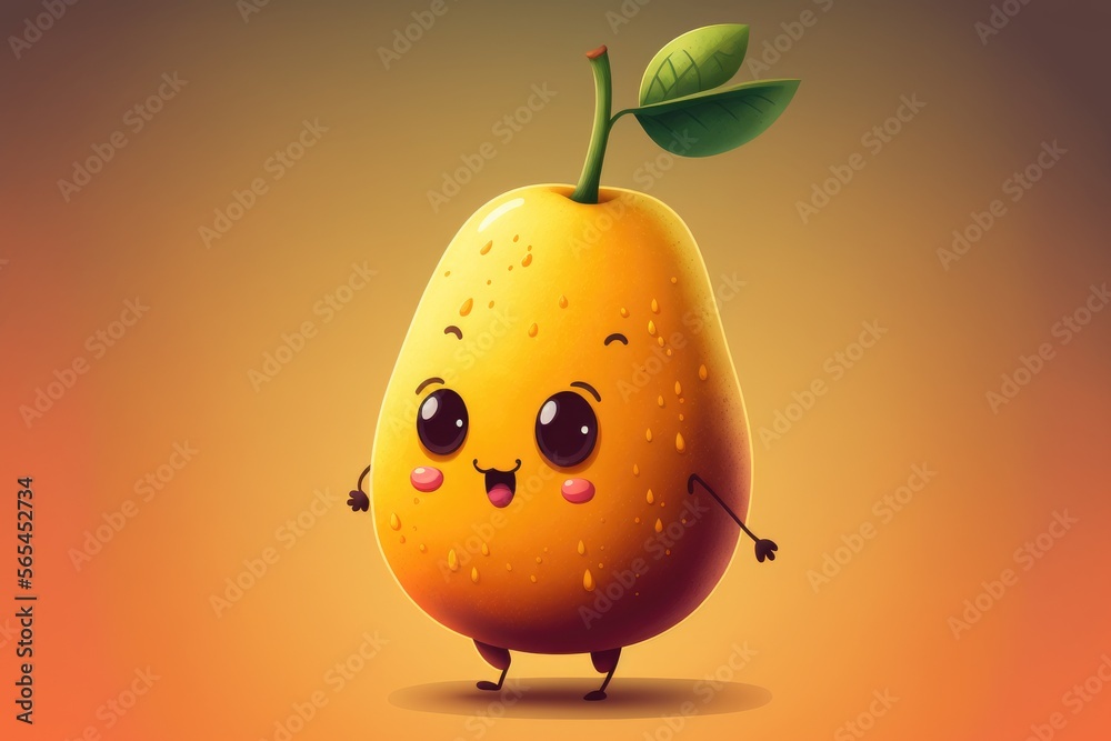 Adorable Digital Mango Cartoon Character Art Design Generative AI Stock ...