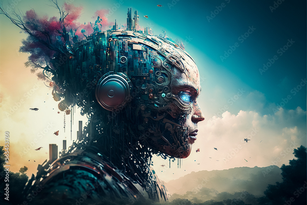 Ilustrace „Symbole de l'Intelligence artificielle avec cerveau ...