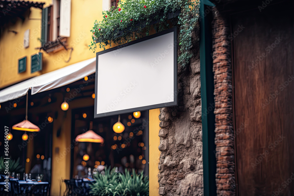 Mockup sign, Italian restaurant exterior. Generative AI Stock ...