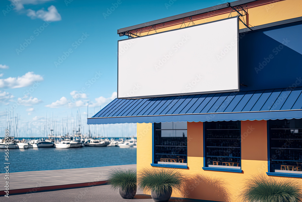 Mockup sign, seafood restaurant exterior. Generative AI Stock ...