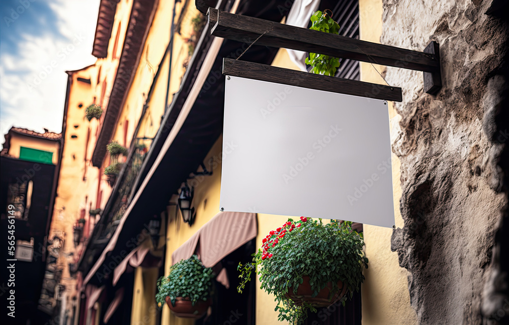 Mockup sign, Italian restaurant exterior. Generative AI Stock ...