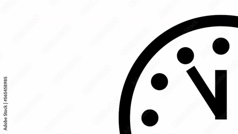 Countdown on the doomsday clock. Arrow reaches midnight. Clock UHD 4K ...