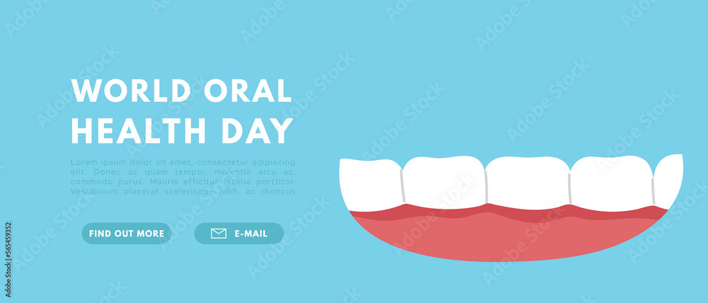 World oral health day banner. Dental hygiene teeth month. Flat vector ...