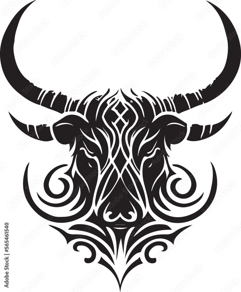 Vector illustration of bullhead with ornament Stock Vector | Adobe Stock