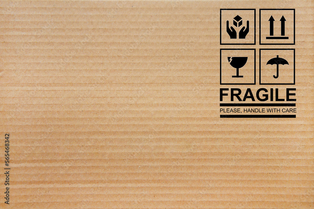 Fragile symbol on cardboard box Stock Photo | Adobe Stock