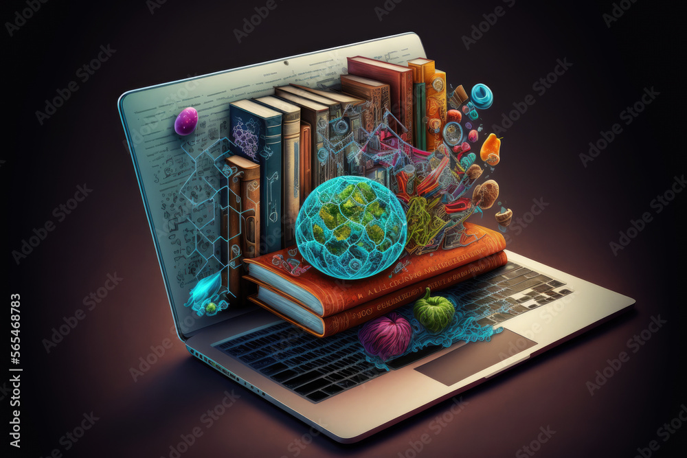 Online education. application education. A computer with pages open ...