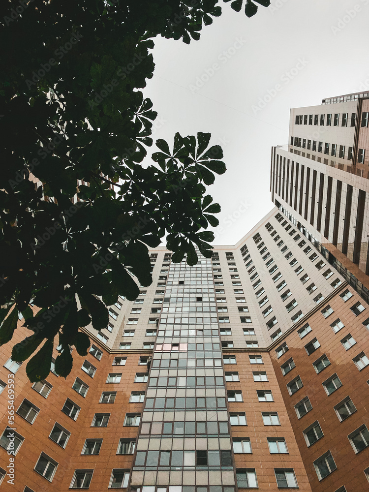 Modern multi-storey semi-circular house. Modern multi-storey house with ...