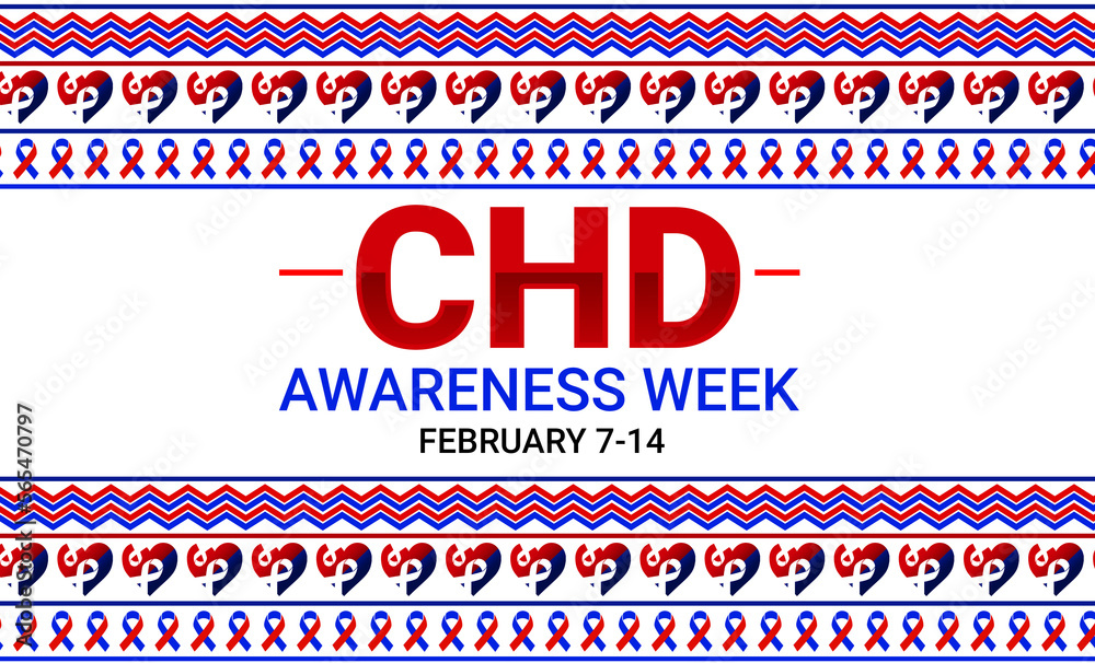 CHD Awareness week background with hearts and ribbons inside ...