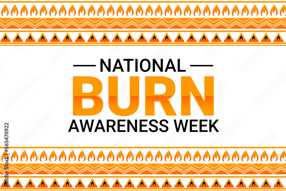National Burn Awareness Week Background with a flame sign and warning ...
