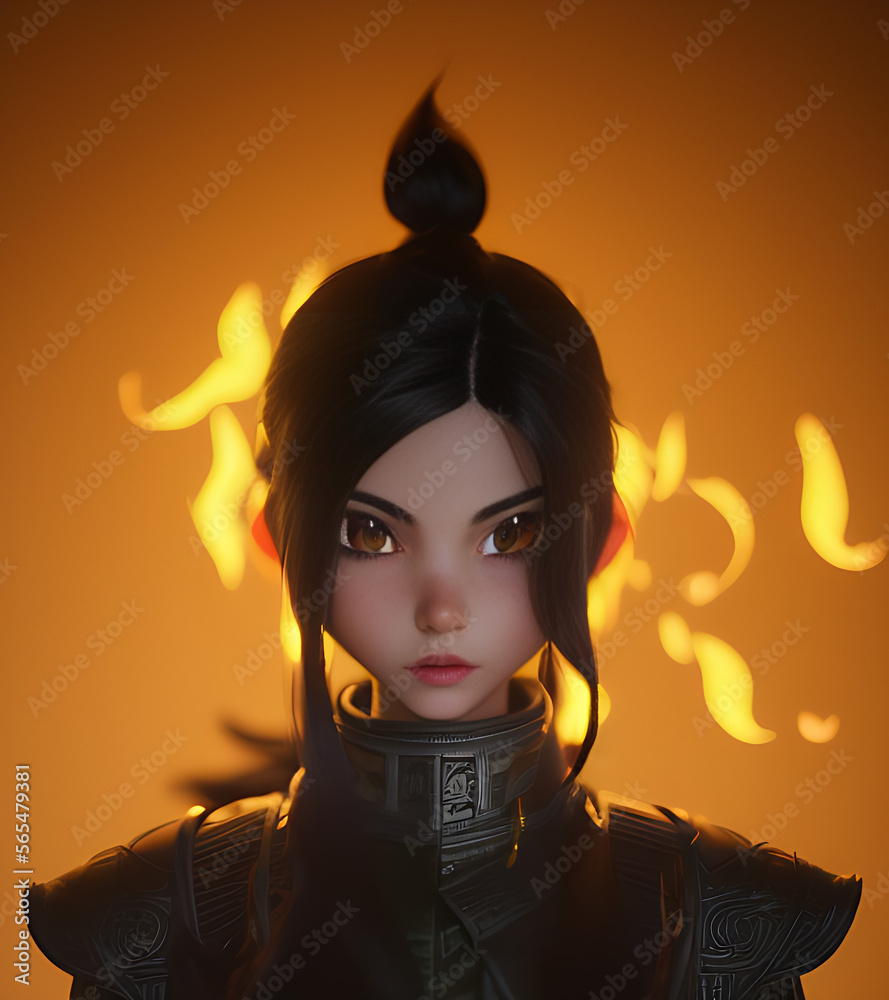 Princess Azula, Avatar the Last Airbender, 3D portrait Stock ...