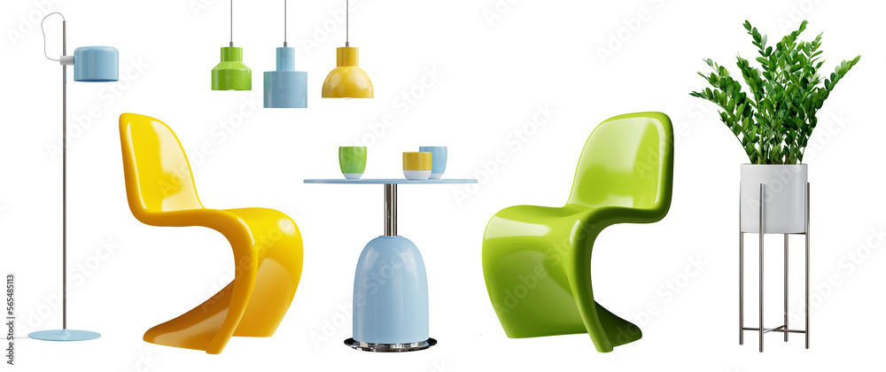Set of modern interior design elements VOL. 2. Colorful furniture ...
