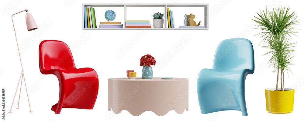 Set of modern interior design elements VOL. 1. Colorful furniture ...