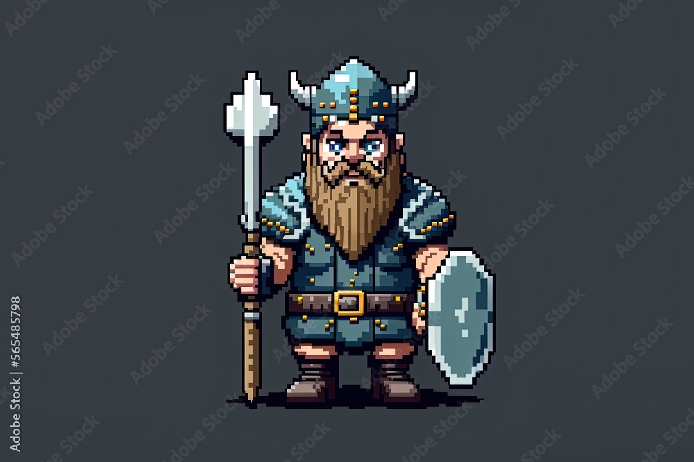 Pixel art viking character for RPG game, character in retro style for 8 ...
