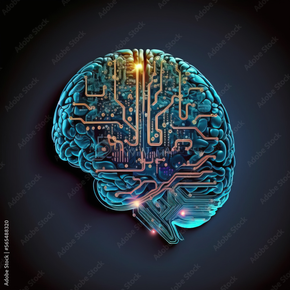 3d rendered illustration of human brain. Artificial Intelligence or Ai ...