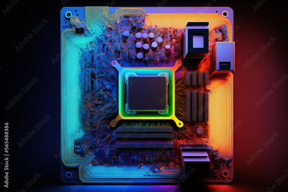 Future Chip Hardware Device in Neon Colors - Processor - Ai Generated ilustración de Stock ...
