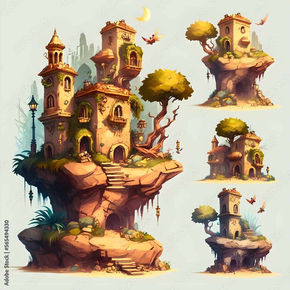 moroccan building on side of cliff sprite sheet rayman legends art ...