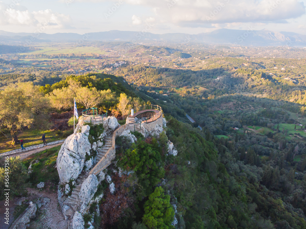 View of Kaiser's Throne observation deck lookout, Pelekas village ...