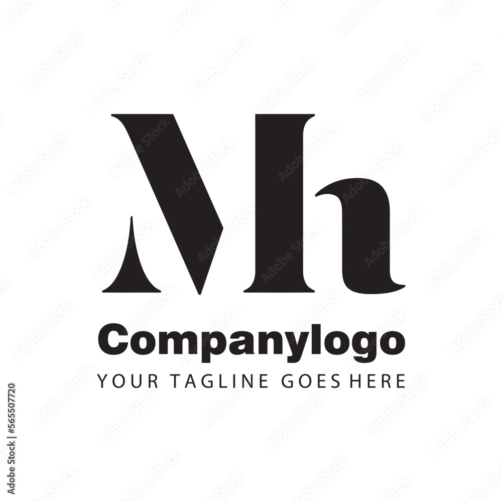 simple black letter mh for logo company design Stock Vector | Adobe Stock