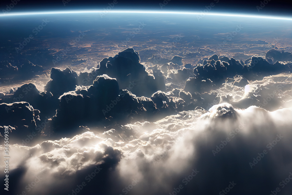 Splendid background cloudscape above the earth's atmosphere in the ...