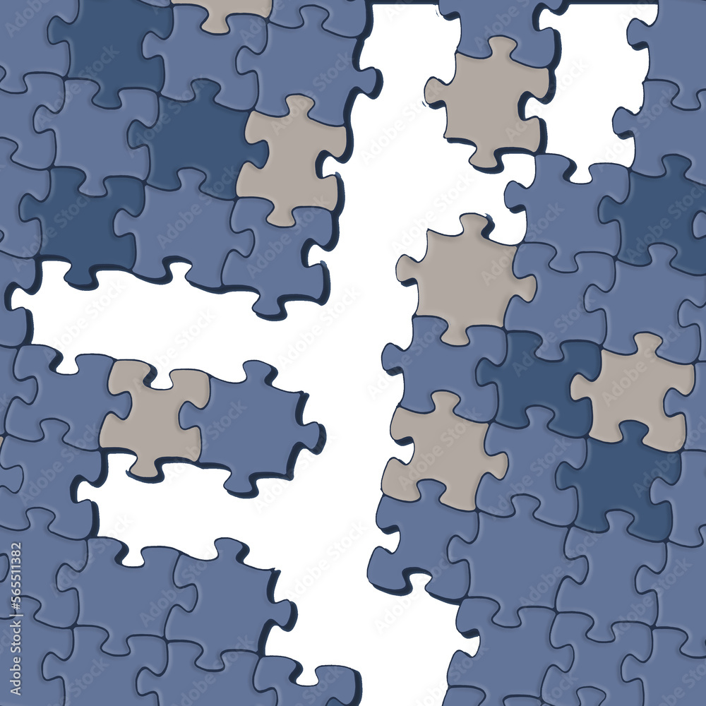 An opening in an unfinished jigsaw puzzle can be filled with elements ...