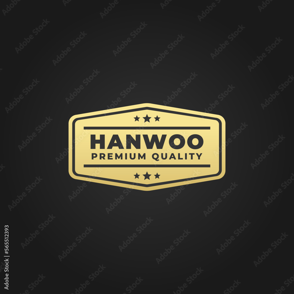 Elegant Hanwoo beef label or Hanwoo beef seal vector isolated on black ...