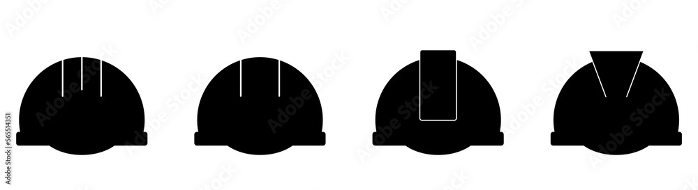 Safety helmets icons set on transparent background. Engineering ...