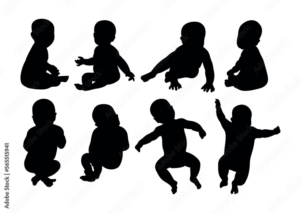 Children illustration silhouette for baby shower, gender reveal party ...