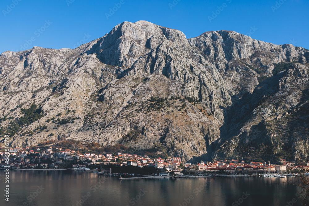 Kotor, Montenegro, beautiful top panoramic view of Kotor city old ...