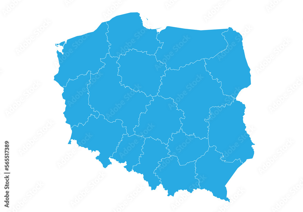 poland map. High detailed blue map of poland on PNG transparent ...