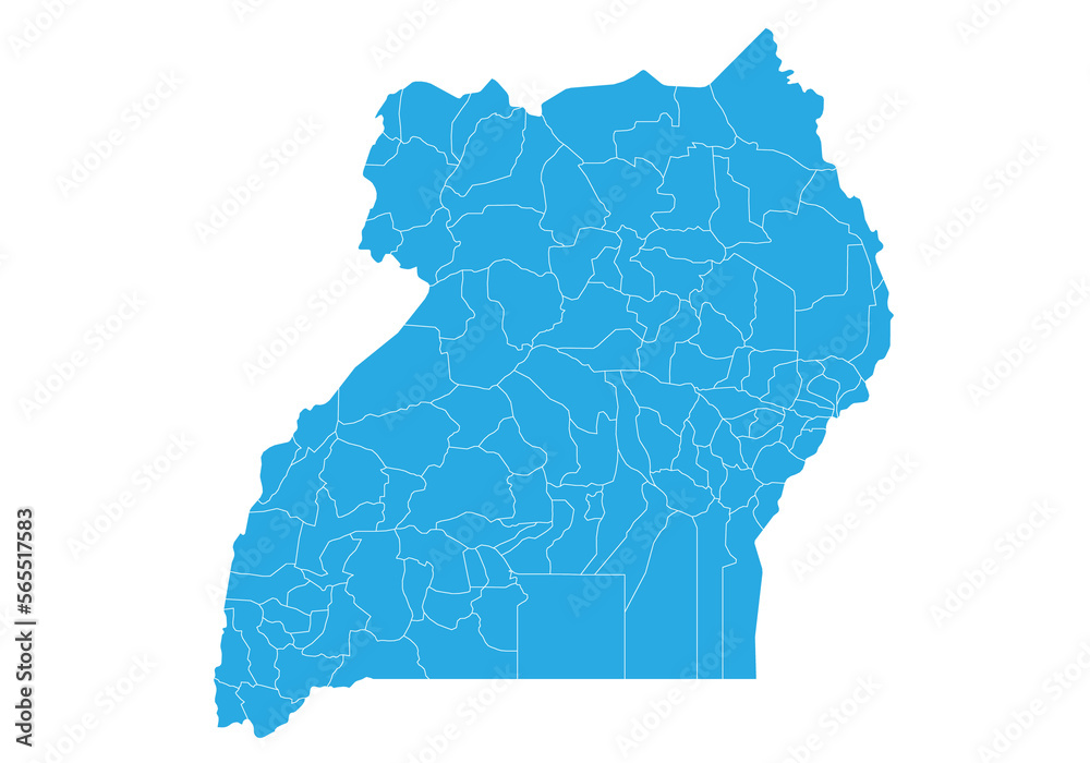 uganda map. High detailed blue map of uganda on PNG transparent ...