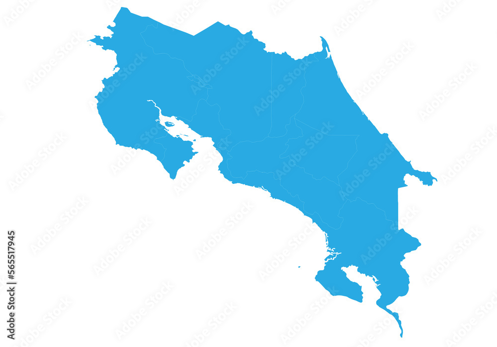 costa Rica map. High detailed blue map of costa Rica on PNG transparent ...