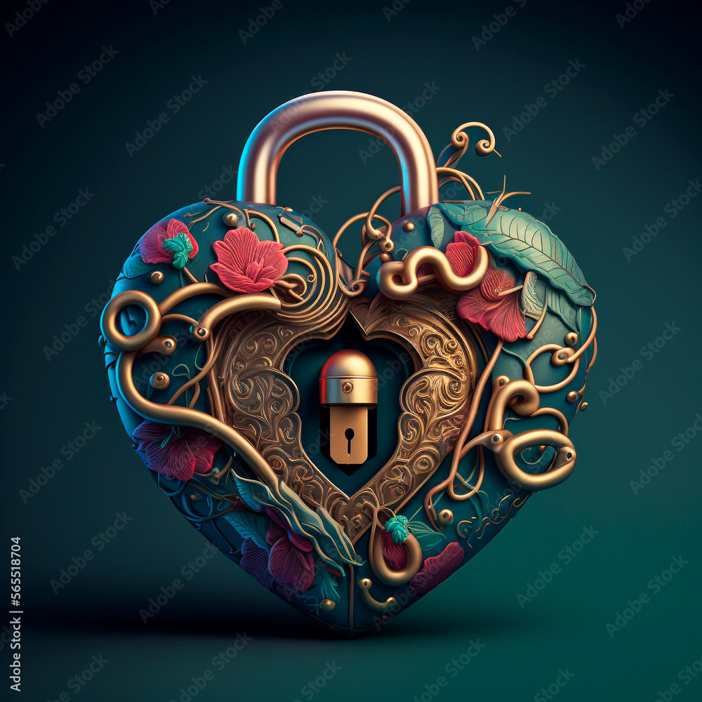 heart shaped lock Stock Illustration | Adobe Stock