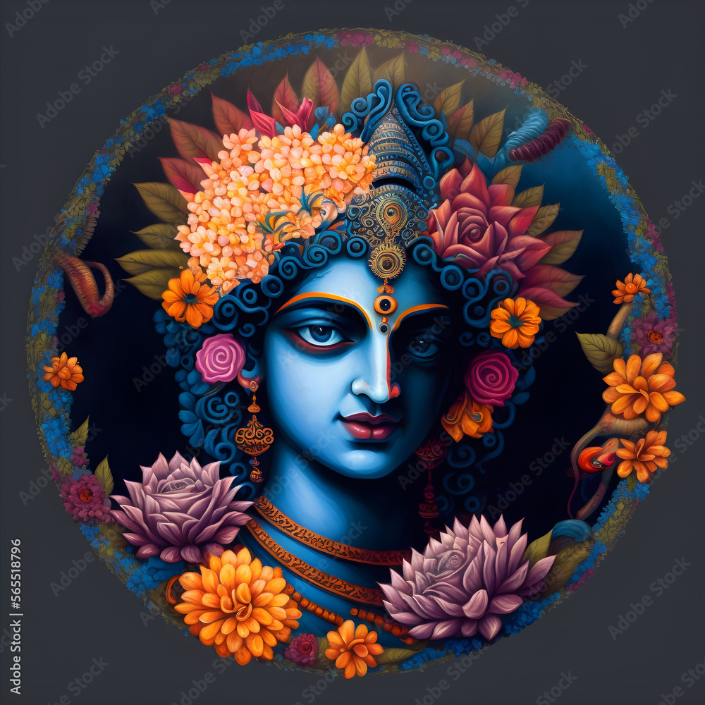 Hindu God vishnu. Lord Krishna avatar Stock Illustration | Adobe Stock