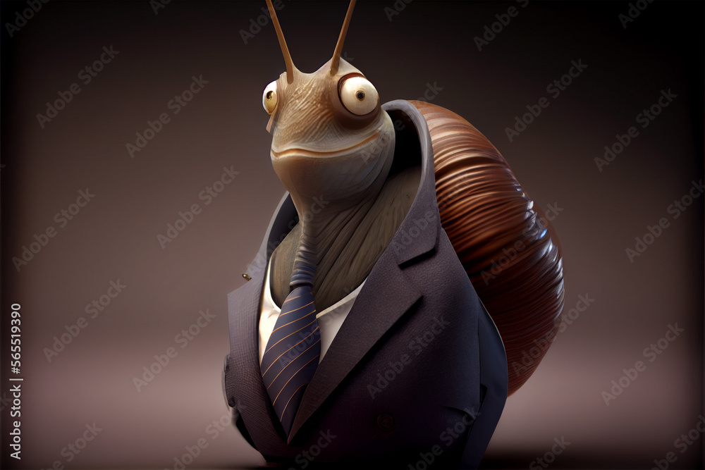 3d funny snail in suit Stock Illustration | Adobe Stock