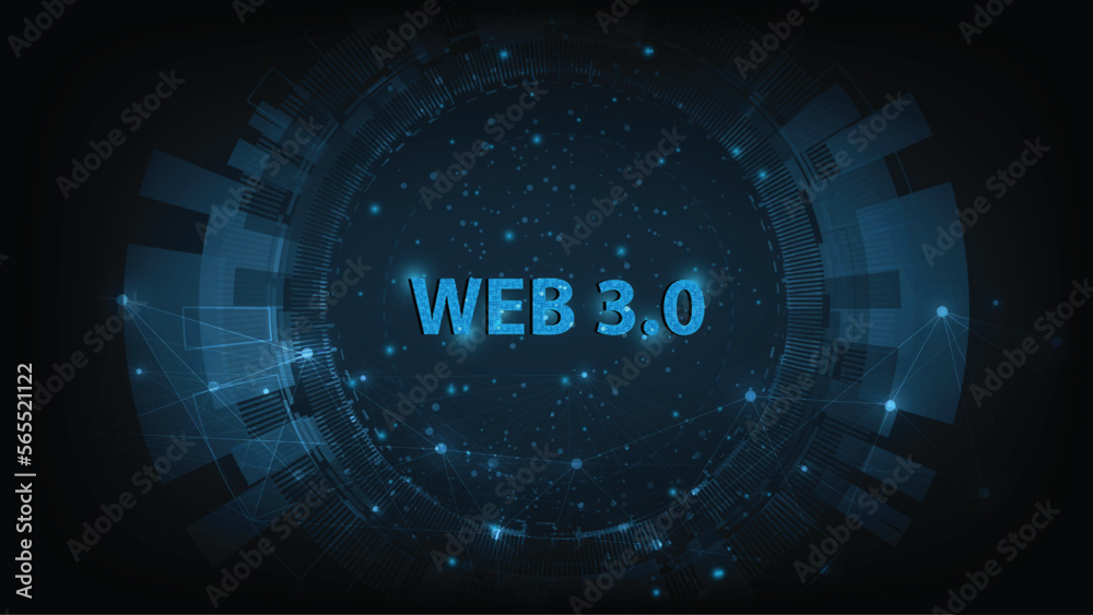 Web 3.0 text on blue technology background design.Concept of upgrade ...