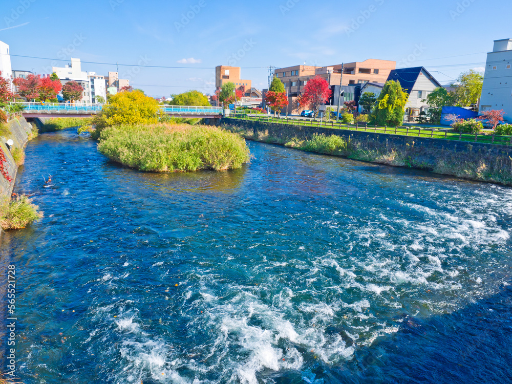 Yugawara River at Chitose town, Hokkaido, Japan. Stock Photo | Adobe Stock