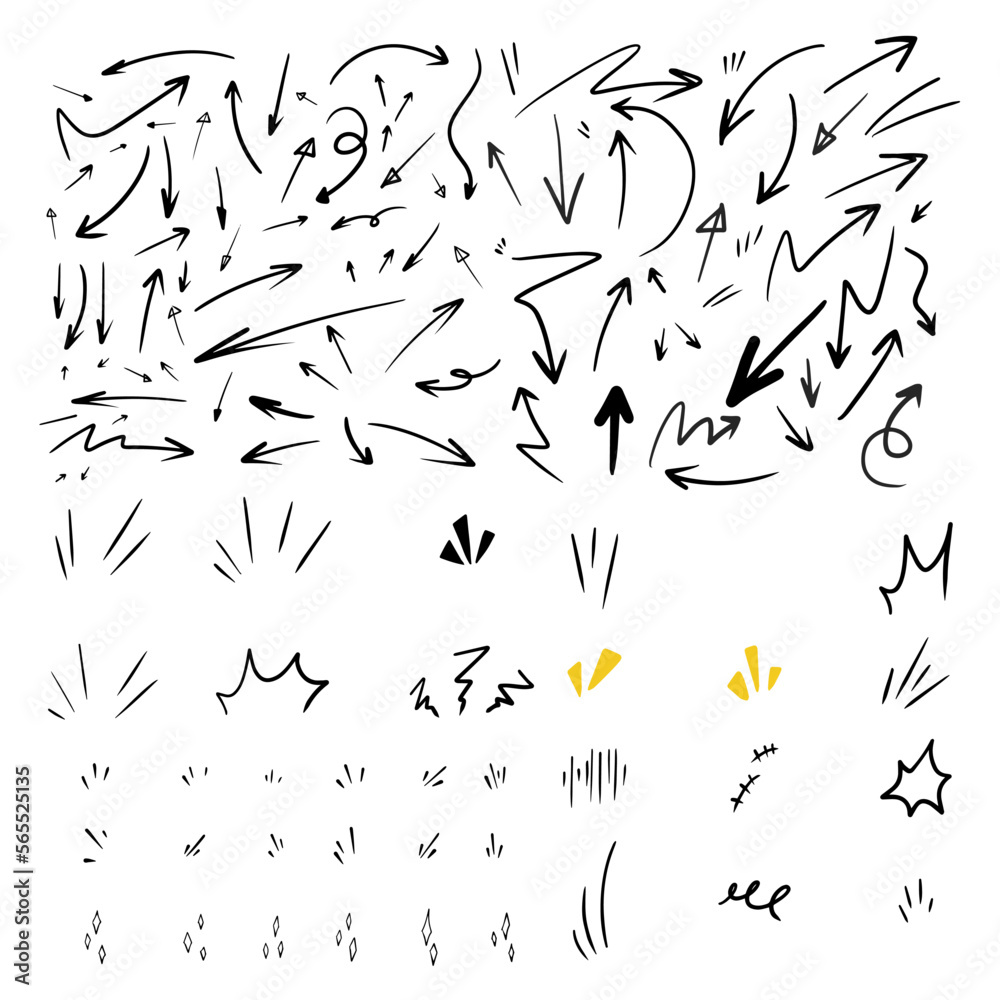Vector set of hand-drawn cute cartoony expression sign doodle line ...