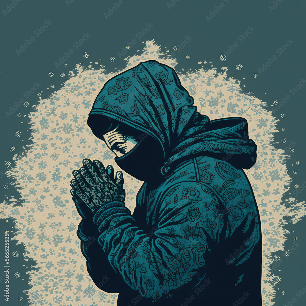 Illustrated Hype Beast Praying - Bold and Eye-catching Cartoon for ...