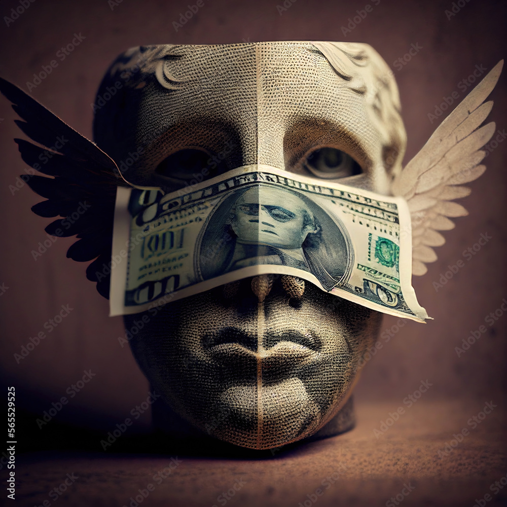 3D illustration of a rich man hiding behind money ai generated Stock ...