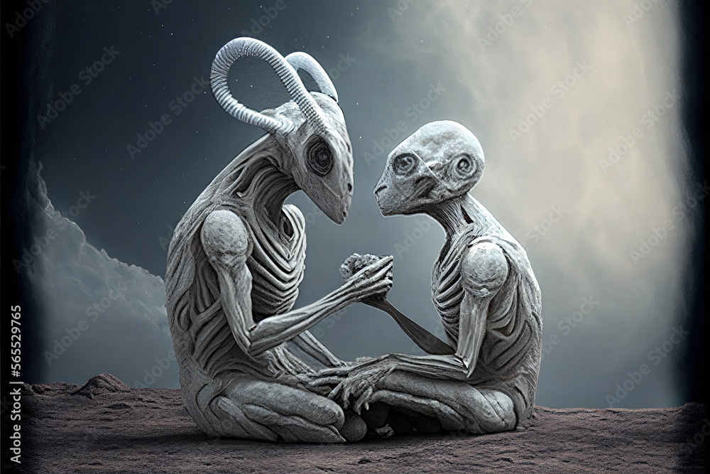 ai generated 3d illustration of two intergalactic beings of pure love ...