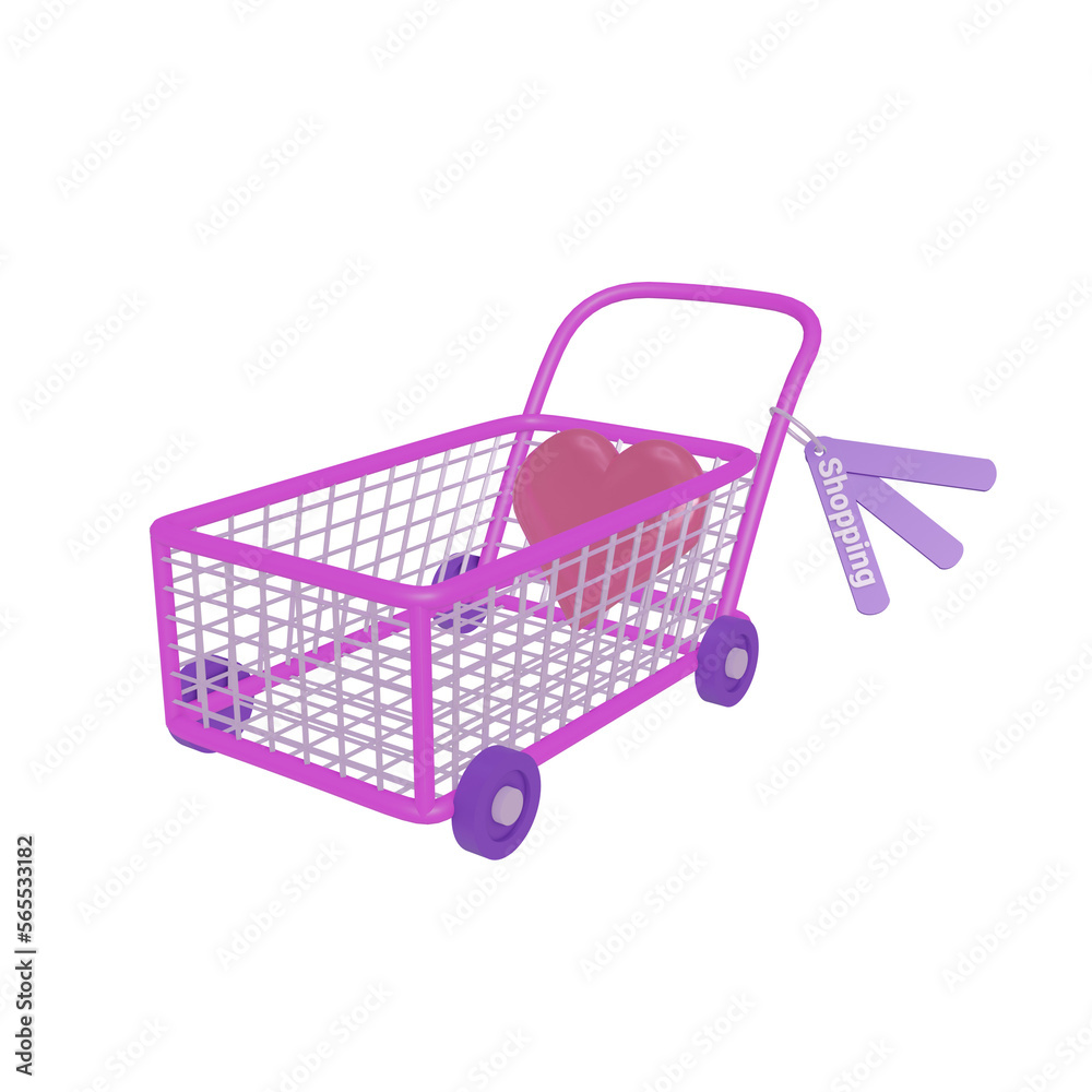 3D shopping cart icon with transparent background, perfect for template ...