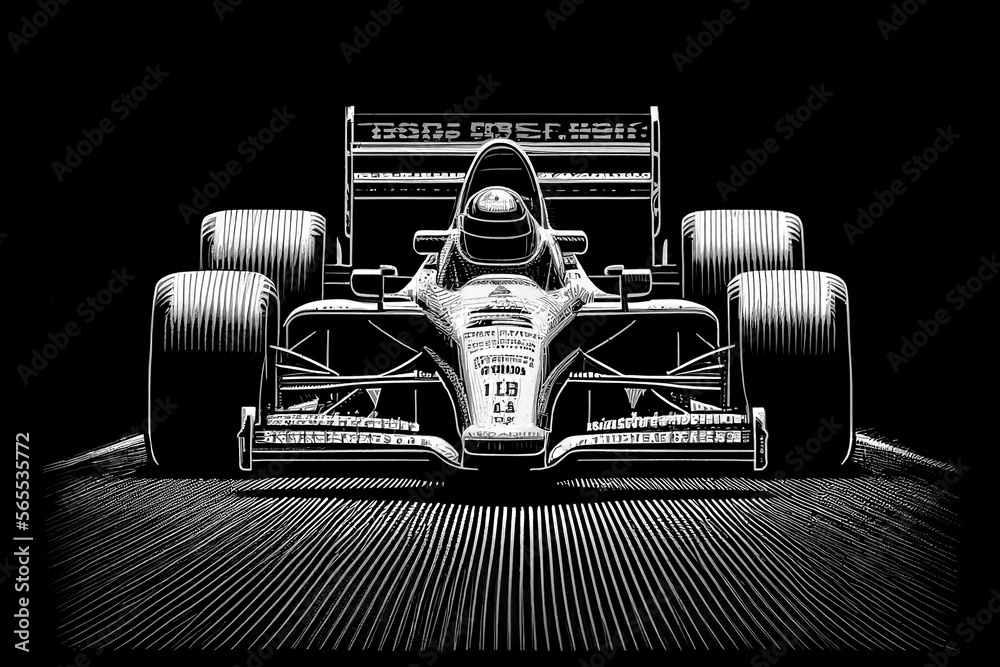 Line Art/ ASCII / Pixelated Race Car - Generative Ai Stock Illustration ...