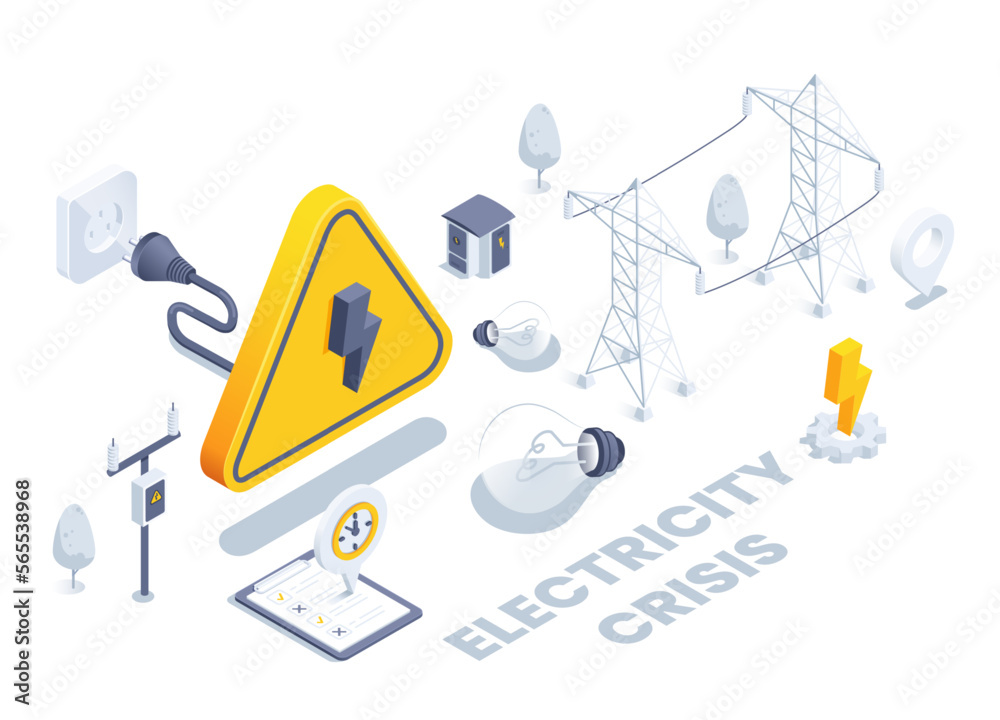 isometric vector illustration isolated on white background, socket and ...